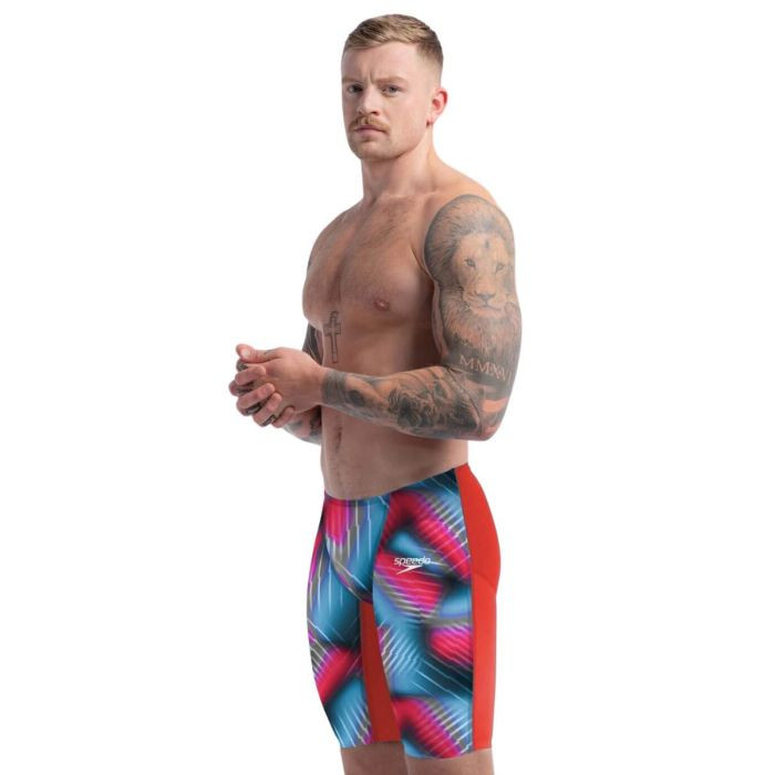 Speedo Fastskin LZR PURE VALOR 2.0 Jammer - Flame Red/Picton Blue ...